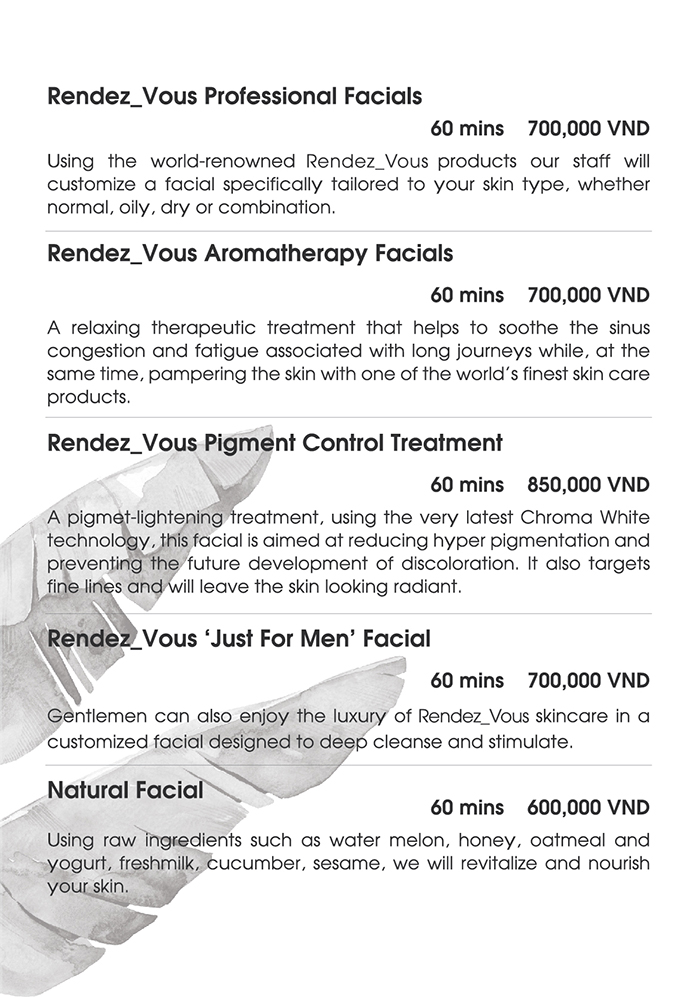 피부 관리 트리트먼트 | Indochine Palace | indochinepalace.com